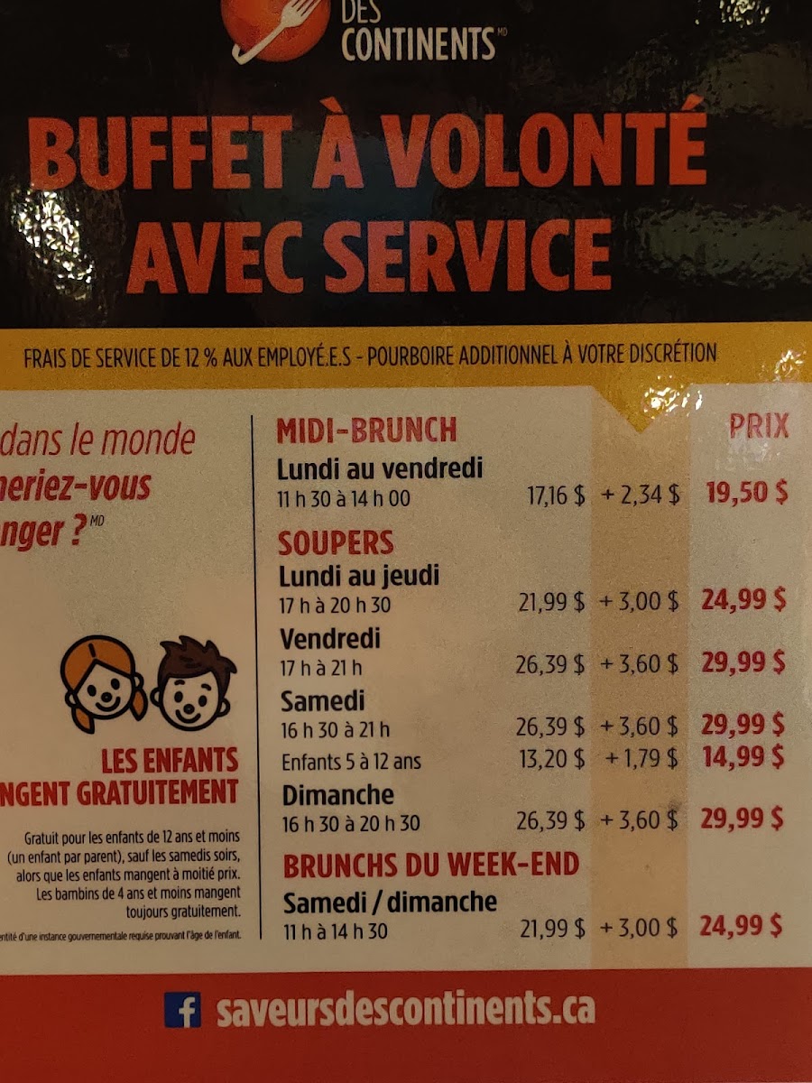 Buffet Des Continents - Trois-Rivières Menu | Featured Dishes