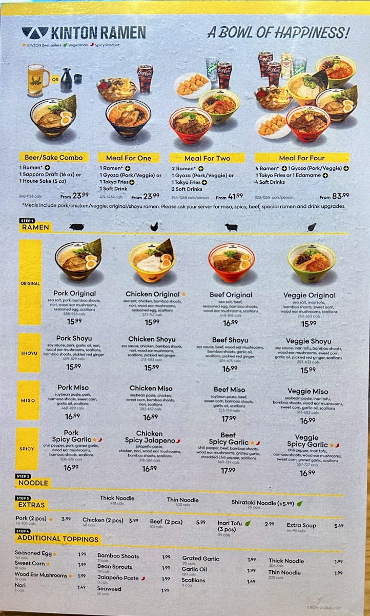 Kinton Ramen Kennedy Commons Menu | Spicy Garlic & Donburi
