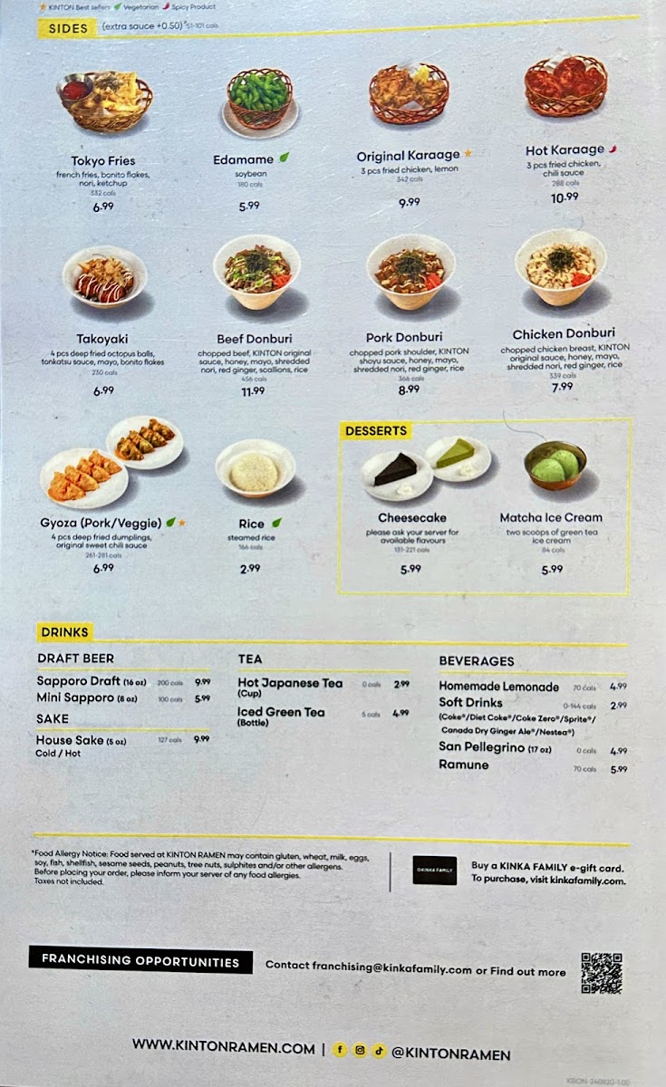 Kinton Ramen Kennedy Commons Menu | Spicy Garlic & Donburi