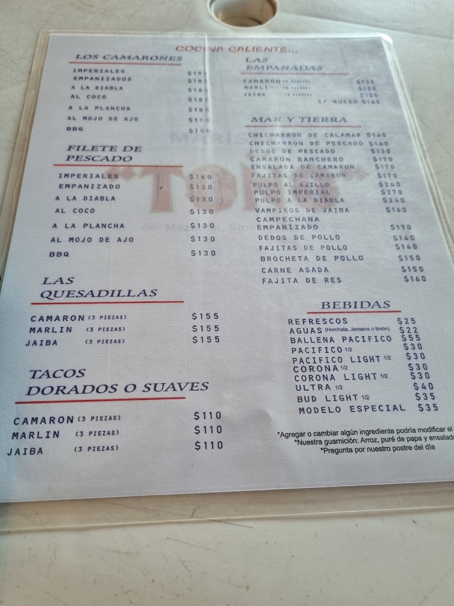 Tono Seafood Restaurant Menu | Fresh Empanadas & Sopa de Mariscos